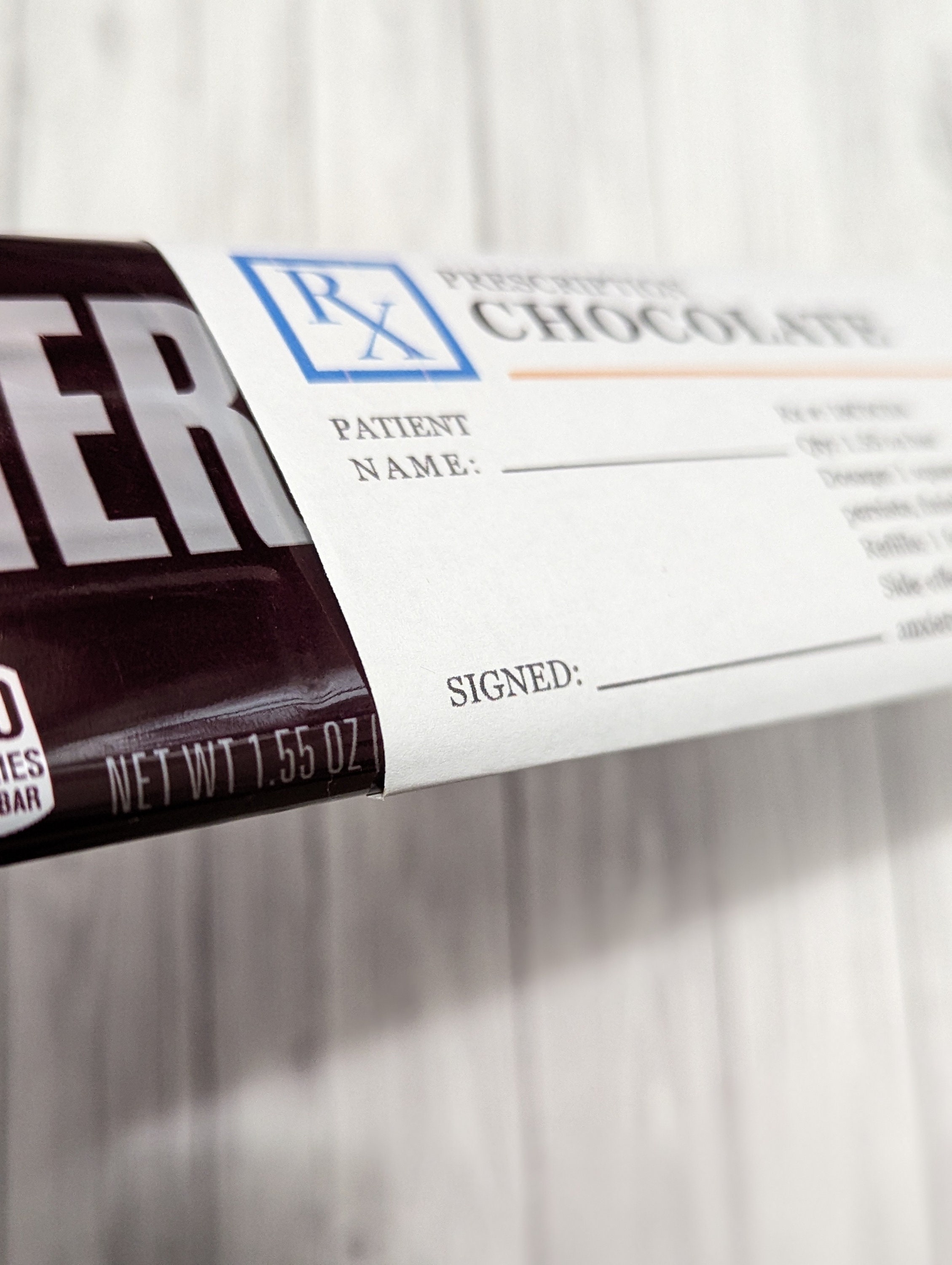 Prescription Chocolate Bar Wrapper, Novelty Chocolate Wrapper ...