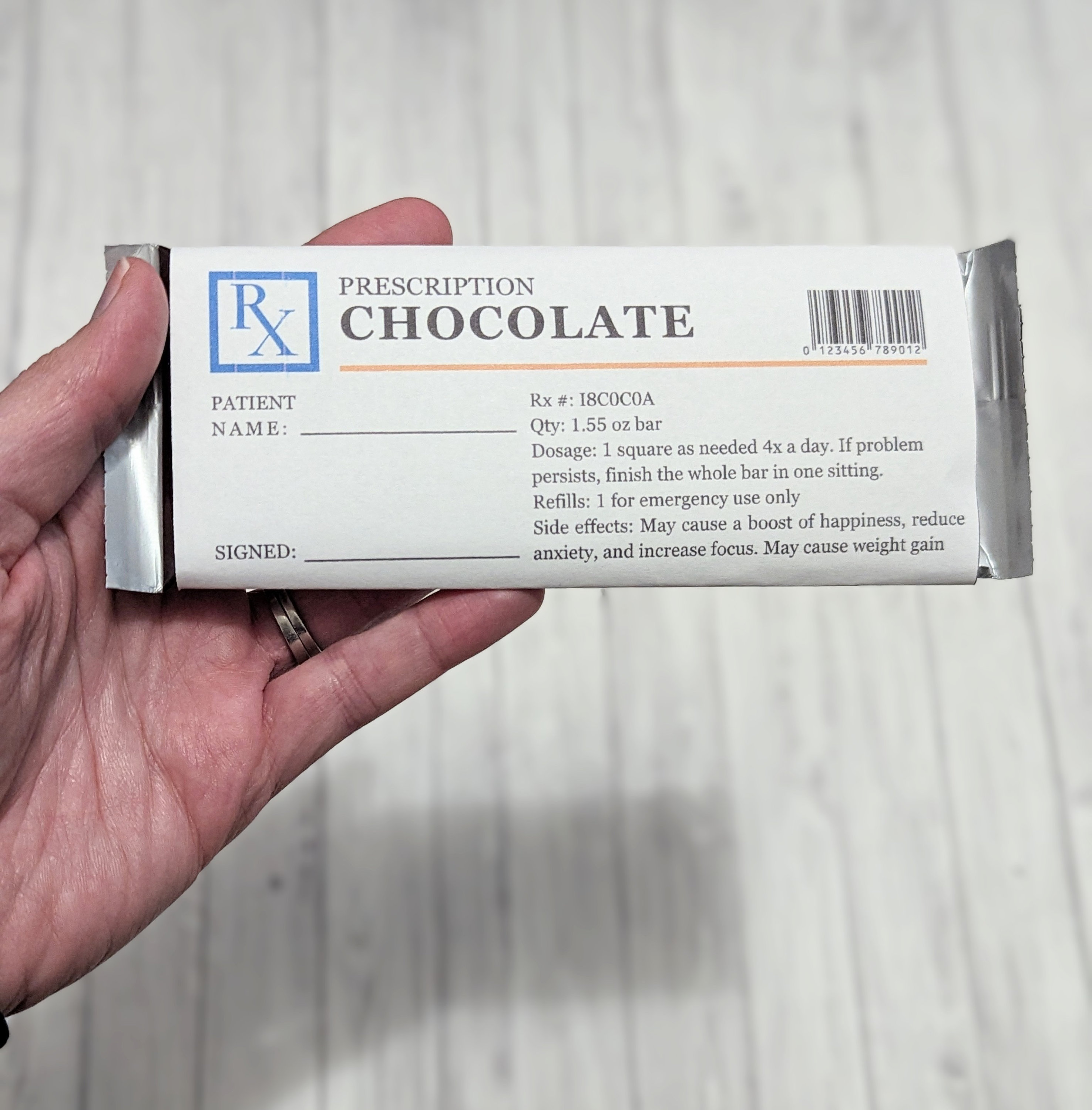 Prescription Chocolate Bar Wrapper, Novelty Chocolate Wrapper ...