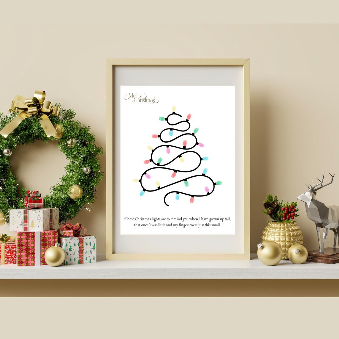 Fingerprint Christmas Lights, Christmas Tree Handprint Art, Teacher ...