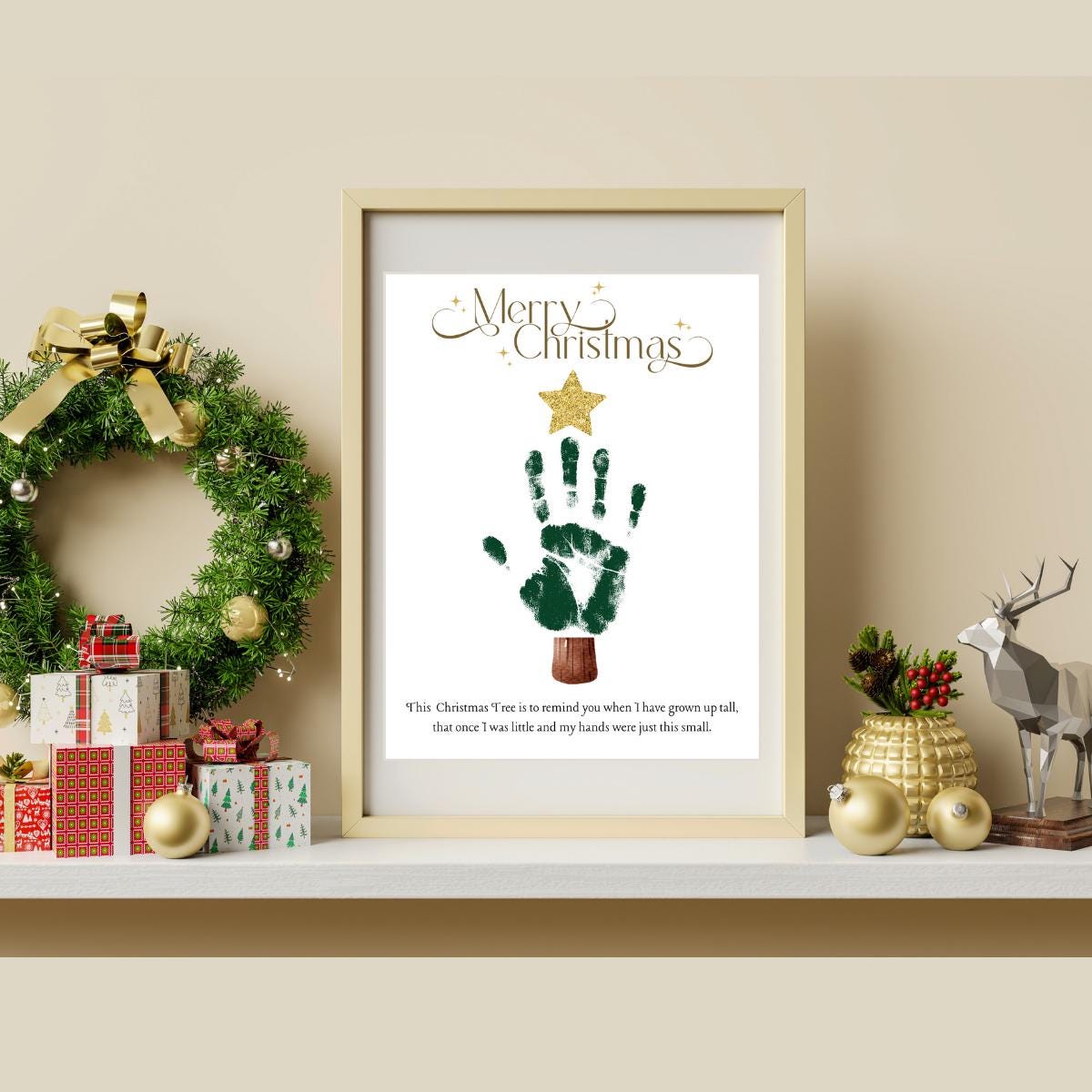 Christmas Handprint Craft, Christmas Tree Handprint Art, Teacher Craft ...