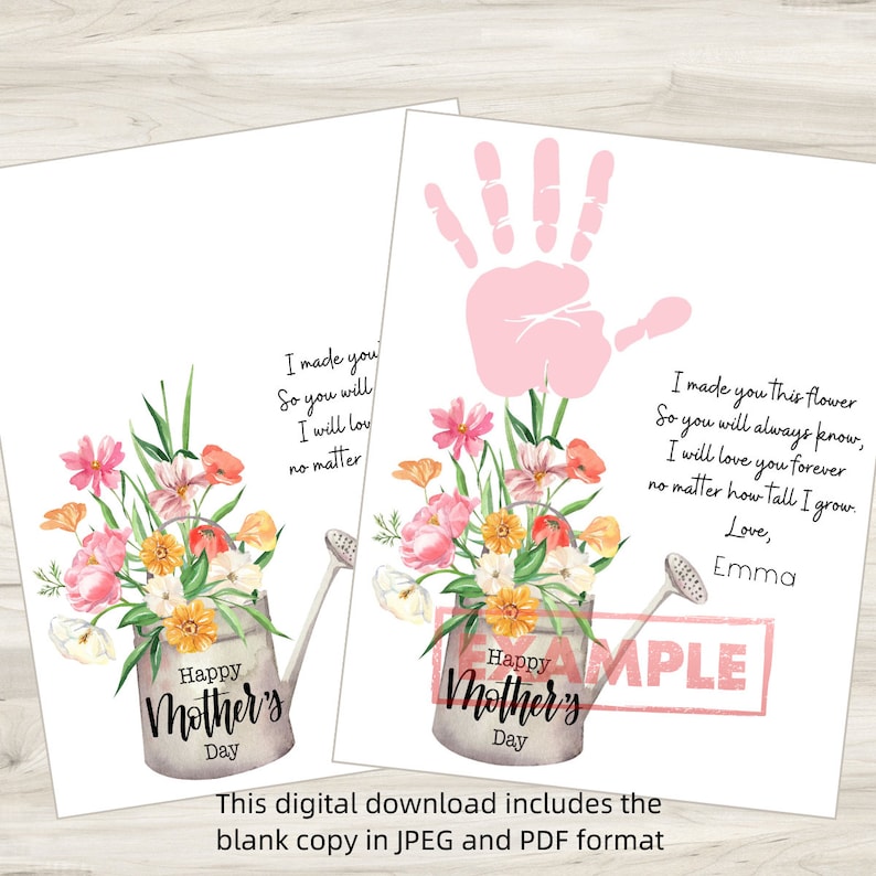 Mother's Day Gift Printable Kids Handprint Art Keepsake, Teacher Parent ...