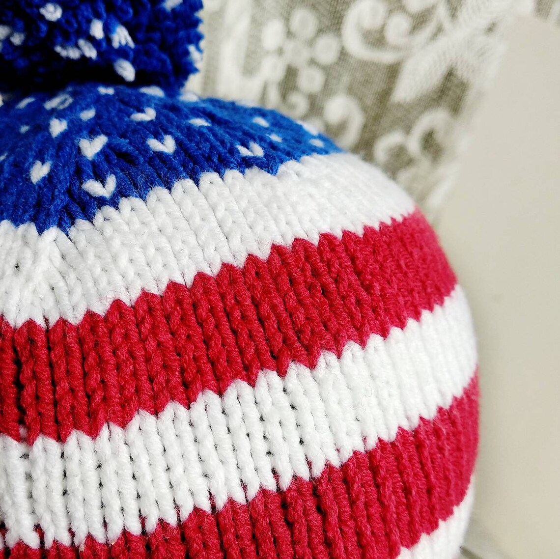 July 4th Baby Hat, Knitted Flag Hat, Knit Baby Patriotic Hat, Fourth of ...