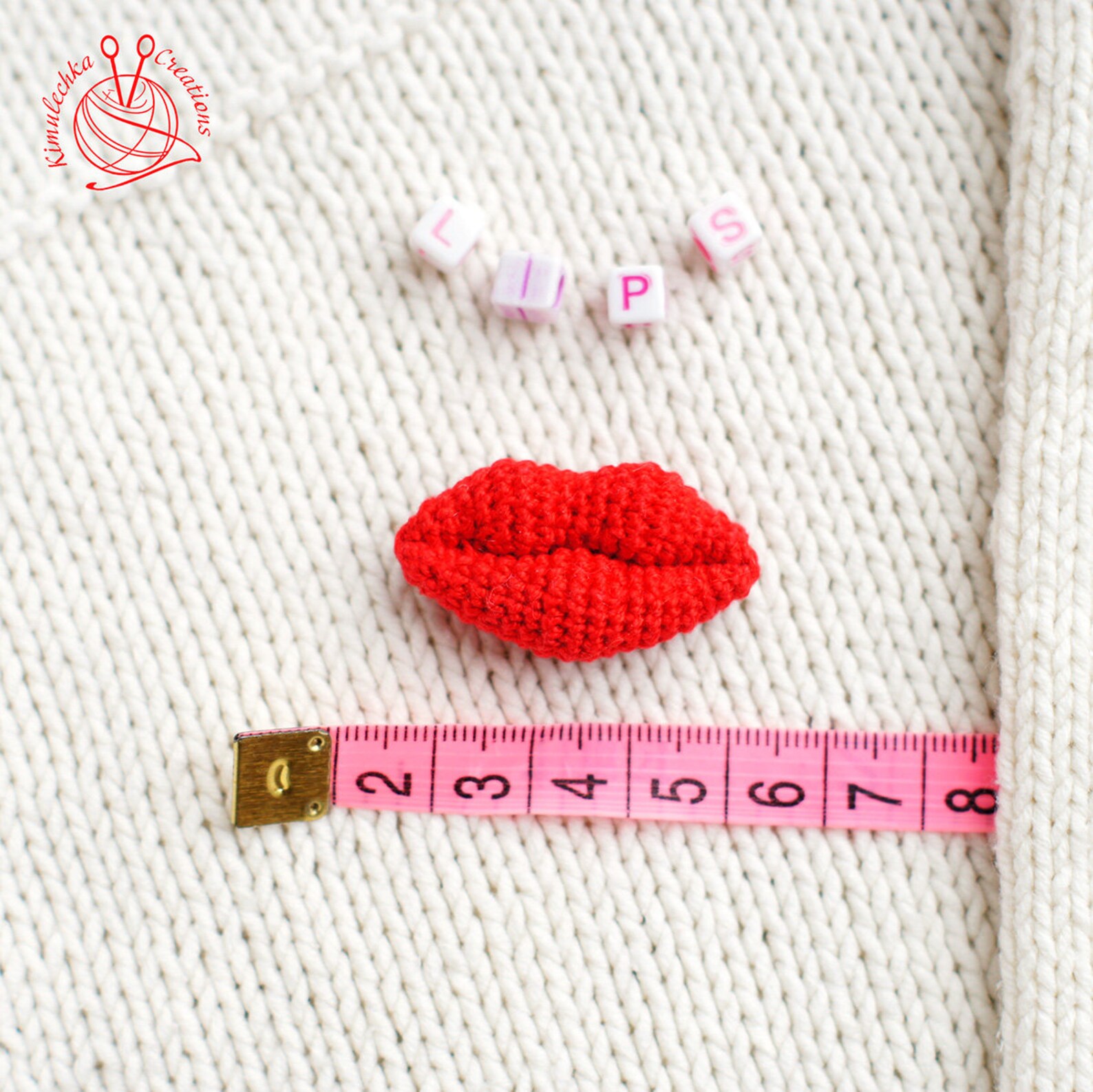 Crochet Brooch Lips Amigurumi Smile. Handmade Red Brooch Kiss. Mouth ...