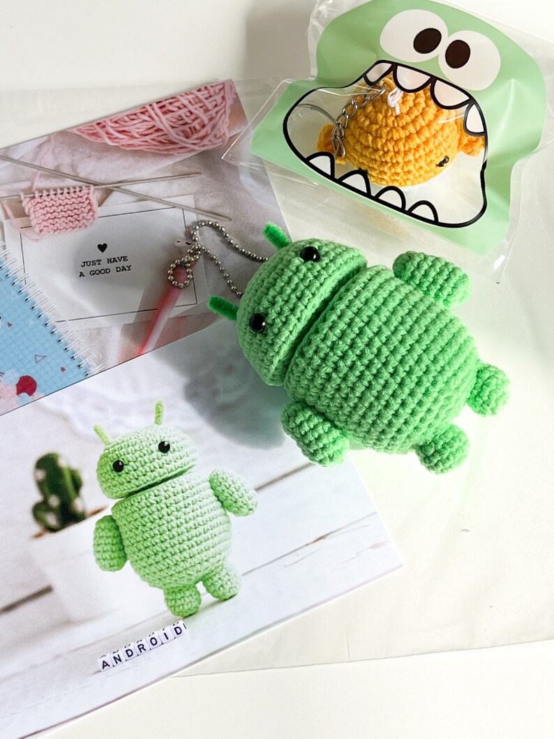 Android Crochet Amigurumi Robot Plush Toy Keychain Gift - Etsy