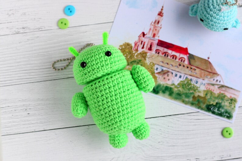 Android Crochet Amigurumi Robot Plush Toy Keychain Gift - Etsy
