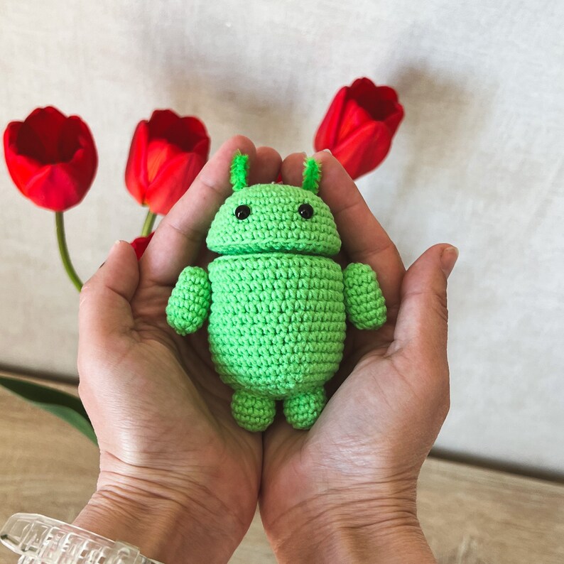 Android Crochet Amigurumi Robot Plush Toy Keychain Gift - Etsy