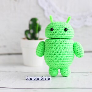 Android Crochet Amigurumi Robot Plush Toy Keychain Gift - Etsy