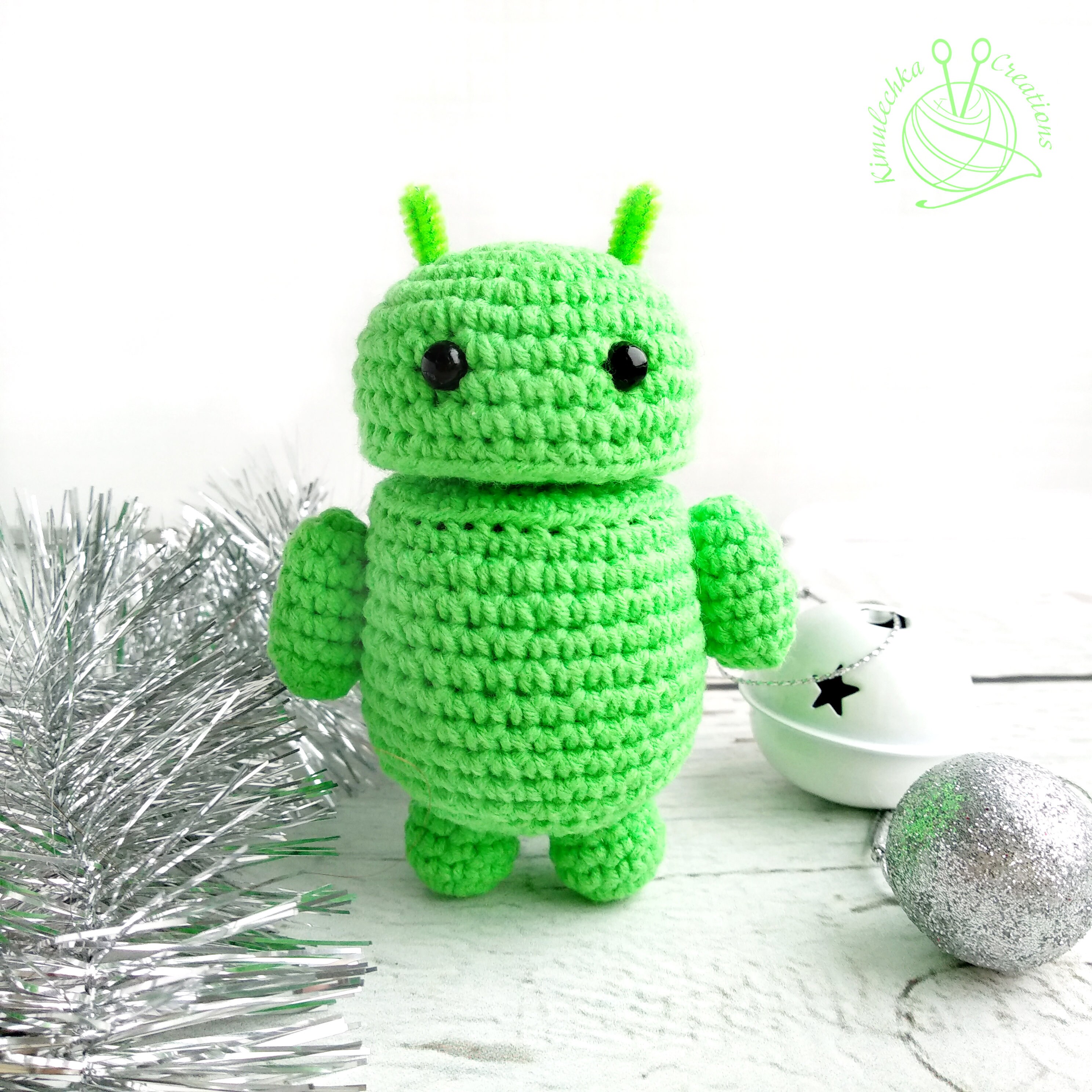 Android Crochet Amigurumi Robot Plush Toy Keychain Gift | Etsy