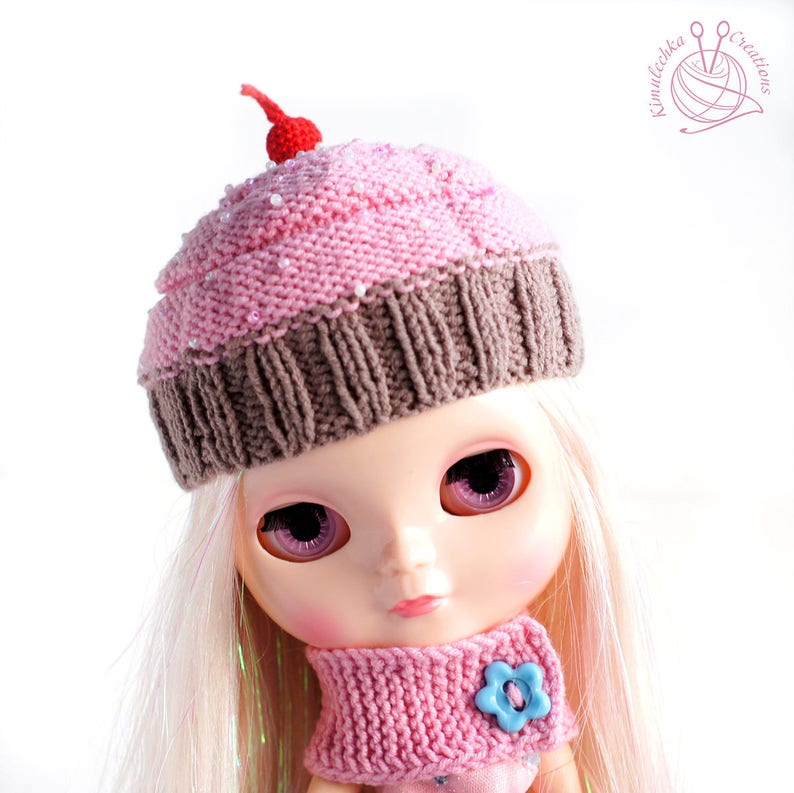 Blythe Hat Cupcake Knit Hat Handmade Knitted Fantasy Cap - Etsy
