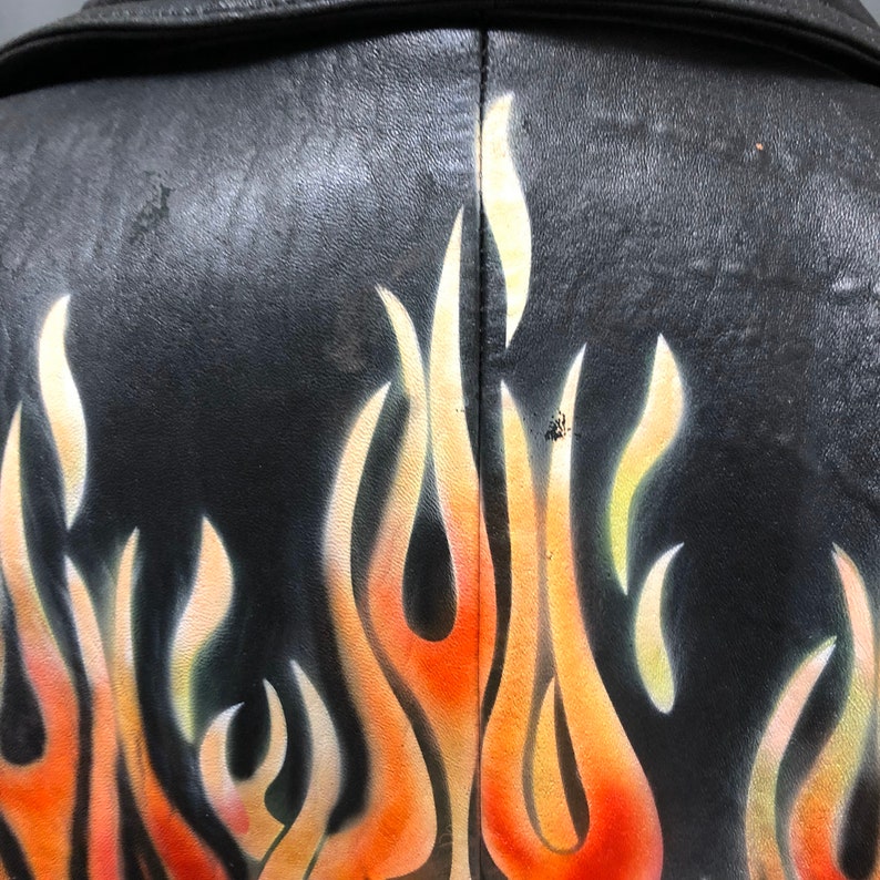 RaRe LA ROXX Hand painted Lion Fire leather coat 80s 90s | Etsy