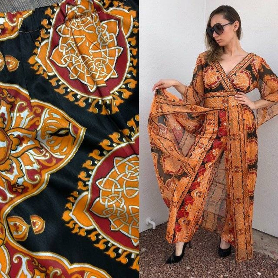 Vintage 2 Piece Pant Set in Abstract Print - Etsy
