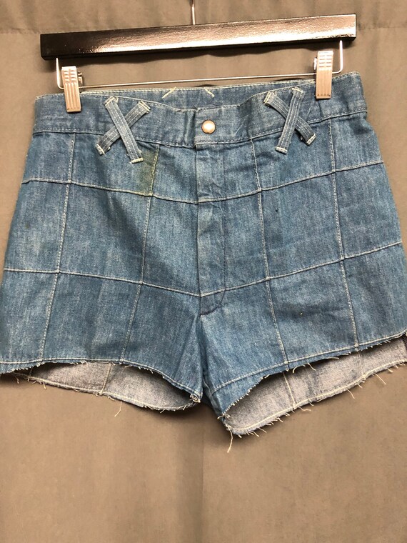 Vintage denim 1970s window pane jacket and short set - Gem