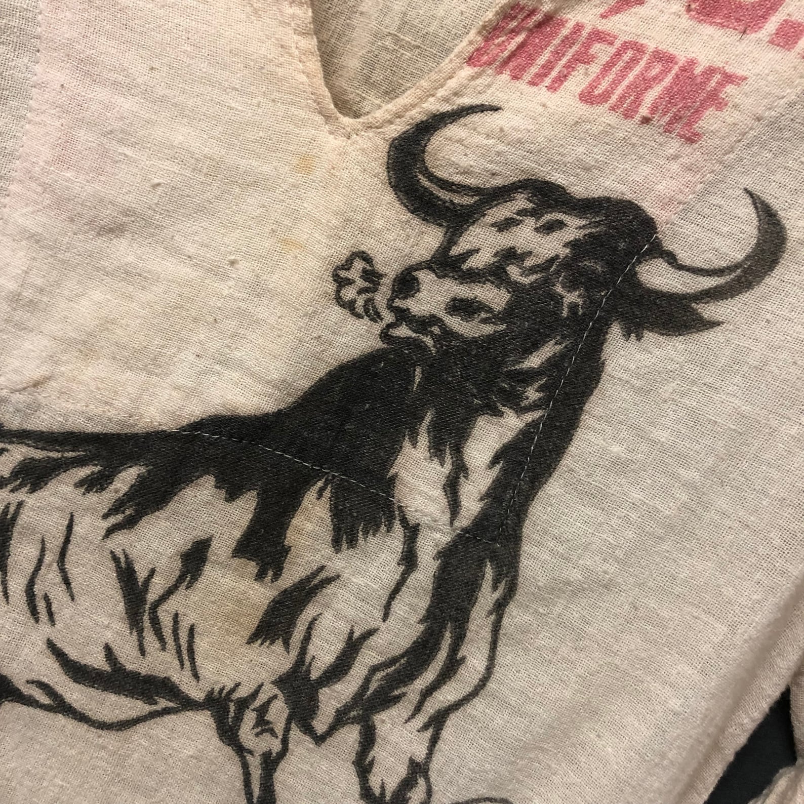 Vintage Bull Printed Flour Sack Bohemian Shirt - Etsy