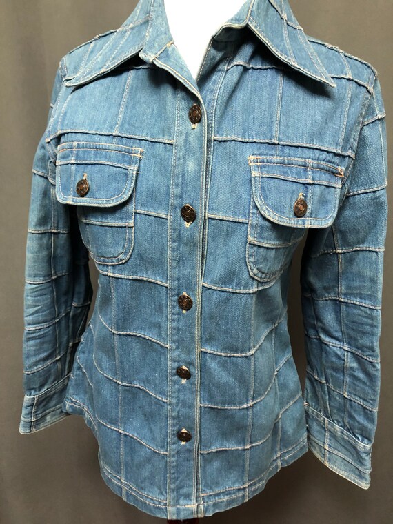 Vintage denim 1970s window pane jacket and short set - Gem