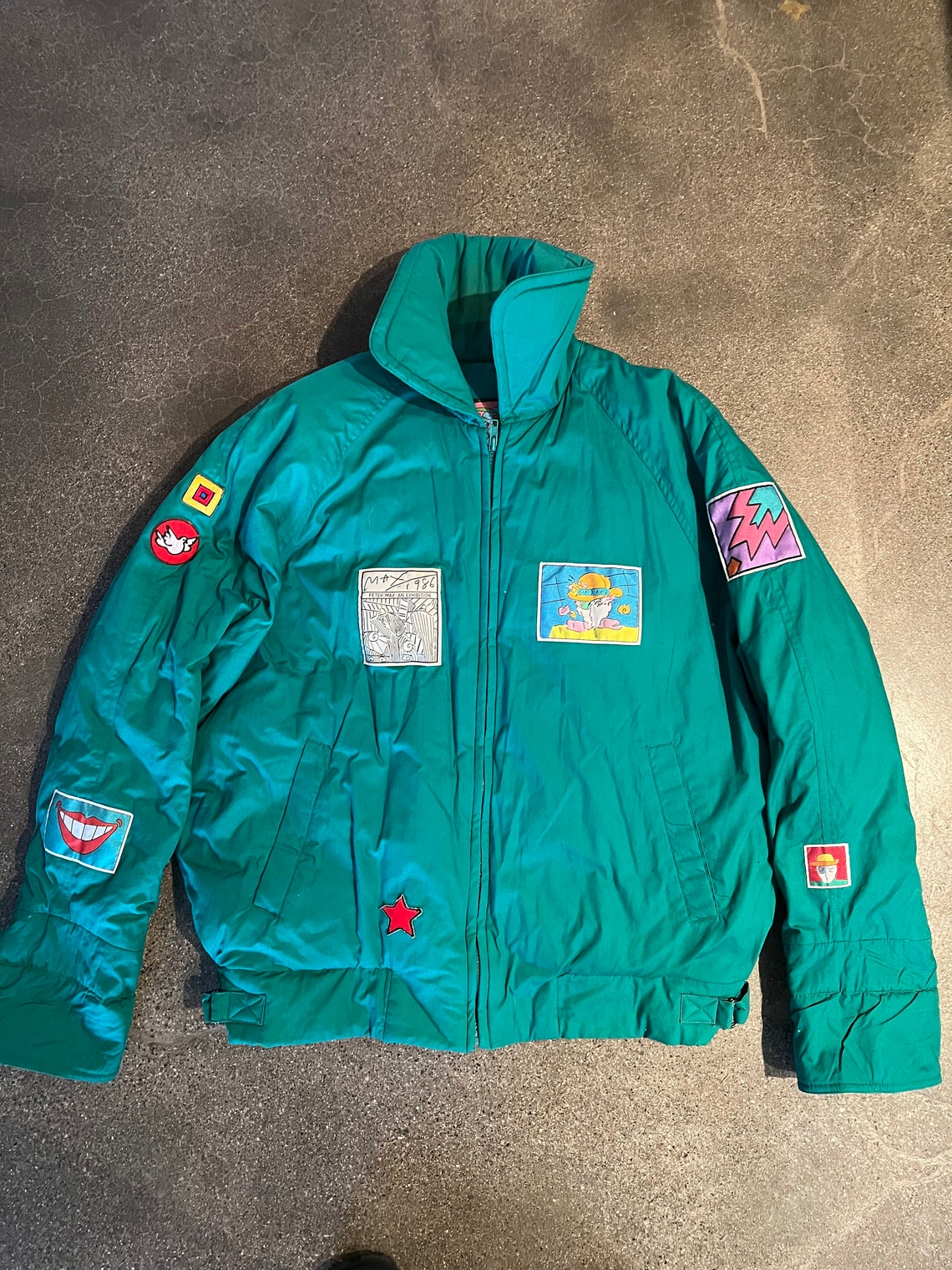 Rare 1980s Peter Max Puffer Jacket 80s Streetwear Vintage Coat Print ...