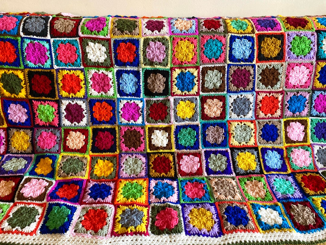 Large Knitted Blanket Pop Dahlia Garden - Etsy
