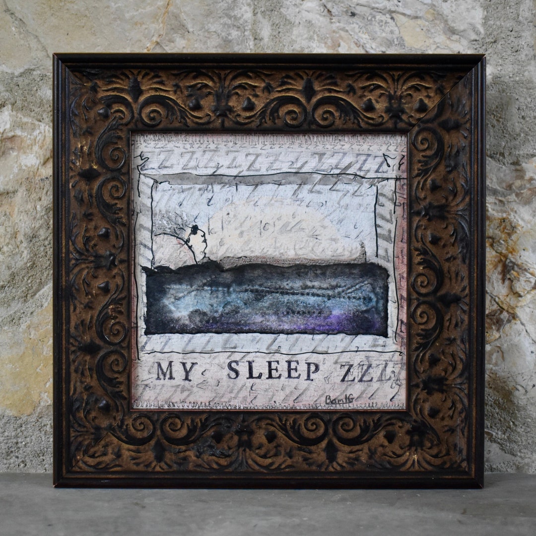 Artwork Depicting a Person Laying Face-up on a Bed. an Ink Drawing of ...