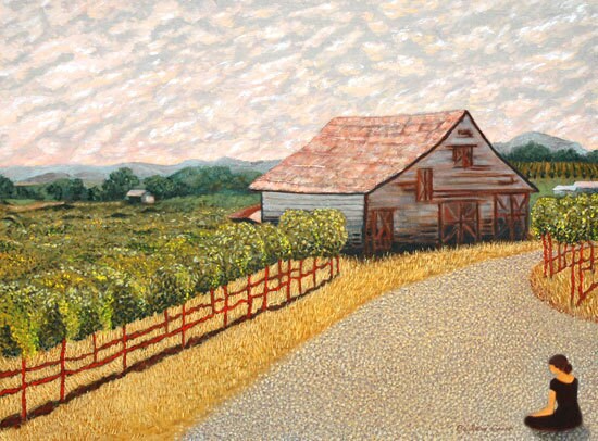 Peaceful country scene. Set of nine 5 x 7 note cards includes white ...
