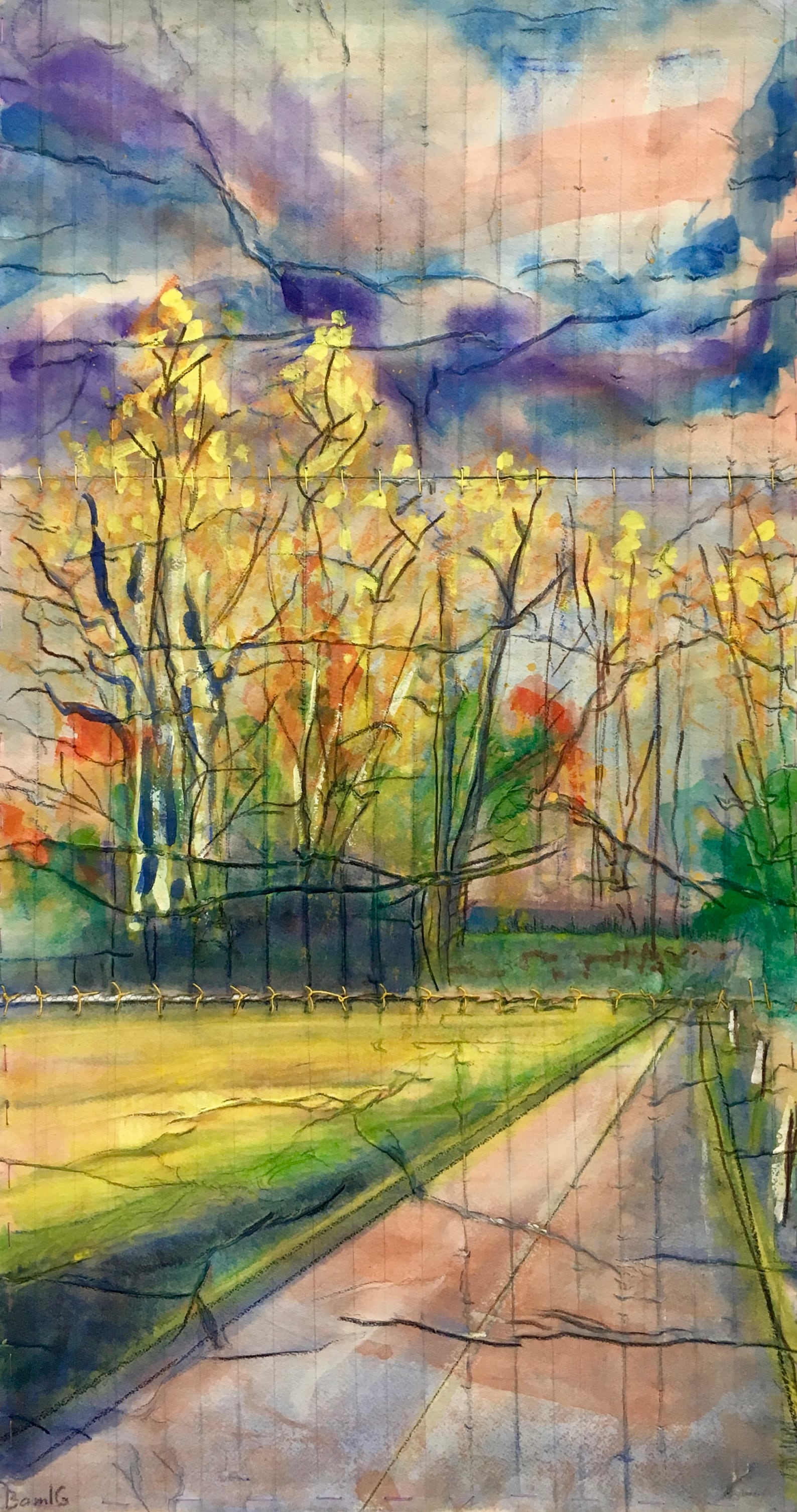 Vertical Landscape Watercolor Triptych: Stitched Three-part Painting - Etsy