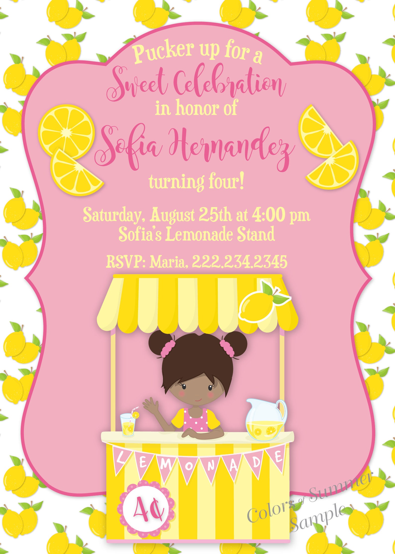 Lemonade Stand Invitation Lemon Invitation Design Lemonade Etsy