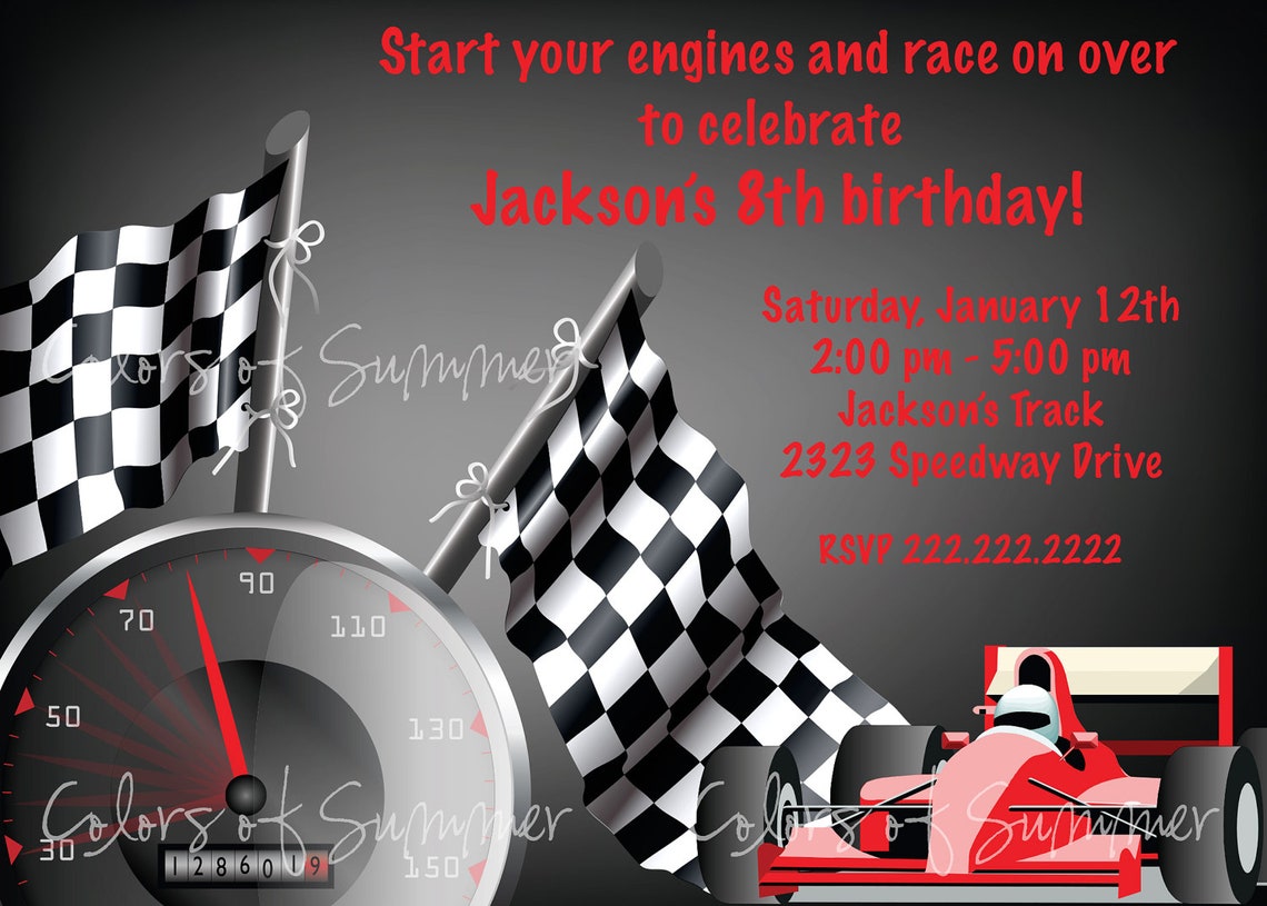 Racing Invitation Race Car Invitation Racing Birthday | Etsy
