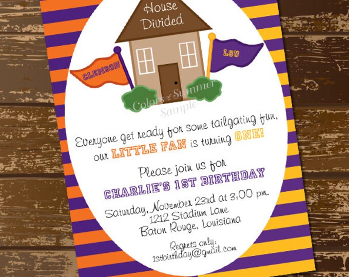Birthday House Divided Invitation, Football Party Invitation, House ...