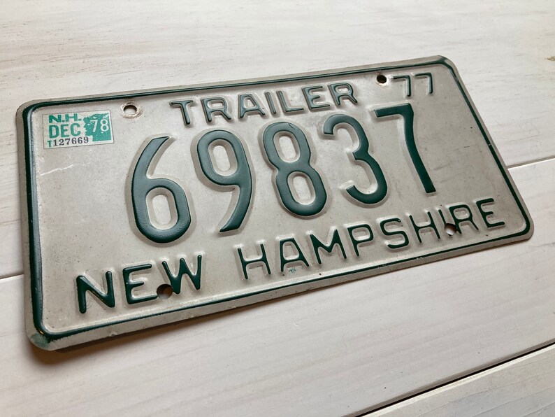 Vintage New Hampshire License Plate, Trailer NH 1977-1978 Automotive ...