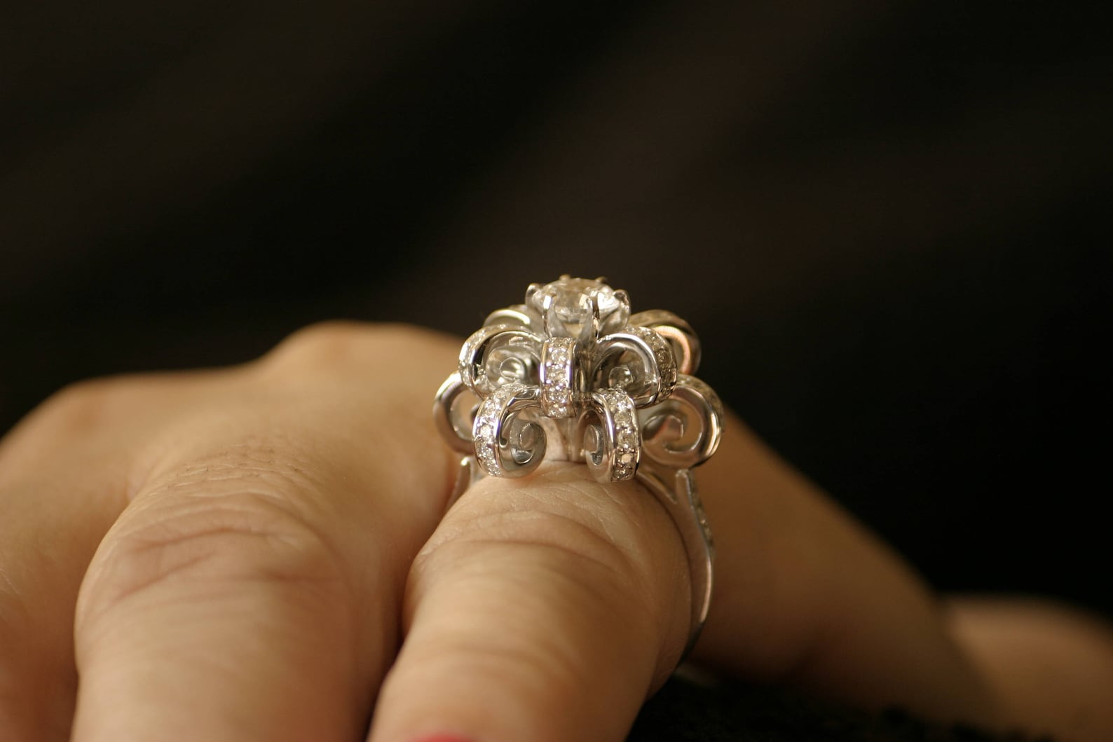 Platinum Diamond Unique Flower Engagement Ring Bridal Ring - Etsy