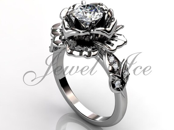 Unique Diamond Platinum Flower Engagement Ring Floral Vintage | Etsy