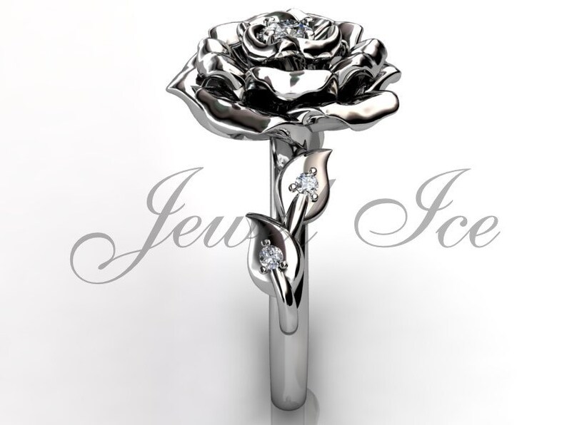 Enchanted Rose Engagement Ring - Platinum Diamond Unique Flower ...