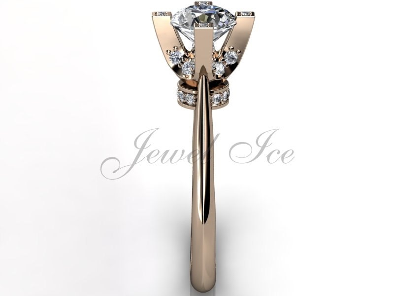 14k Rose Gold Diamond Engagement Ring Bridal Ring Wedding | Etsy