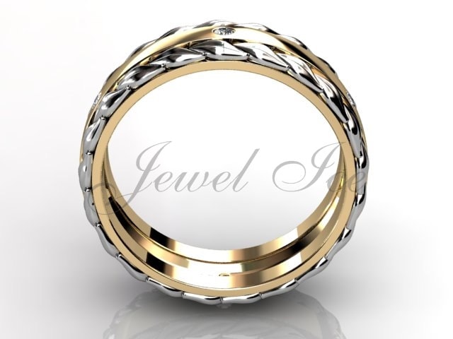 14k Two Tone Yellow and White Gold Diamond Unusual Unique Leaf - Etsy