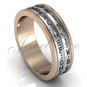 Decoder Ring - 14k Rose and White Gold Two Row Spinner Da Vinci Cryptex ...