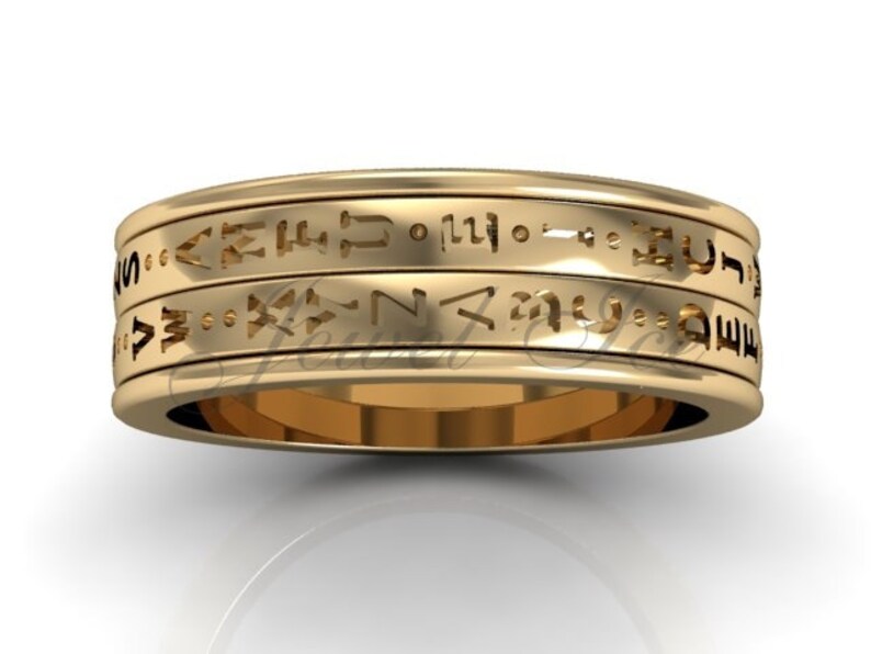 Decoder Ring 14k Yellow Gold Two Row Spinner Da Vinci | Etsy