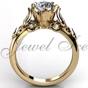 Flower Engagement Ring - 14k Yellow Gold Diamond Unique Flower ...