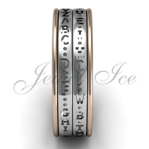 Decoder Ring - 14k Rose and White Gold Two Row Spinner Da Vinci Cryptex ...
