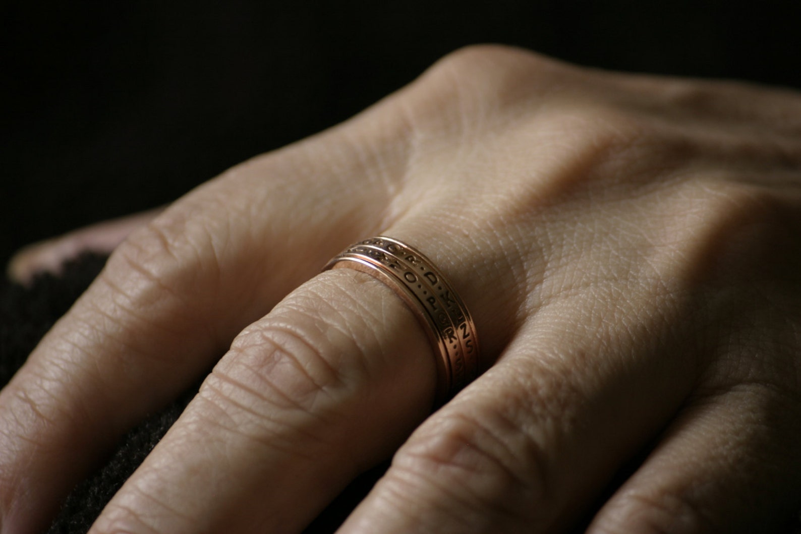 Decoder Ring 14k Rose Gold Two Row Spinner Da Vinci Cryptex | Etsy