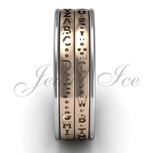 Decoder Ring - 14k White and Rose Gold Two Row Spinner Da Vinci Cryptex ...