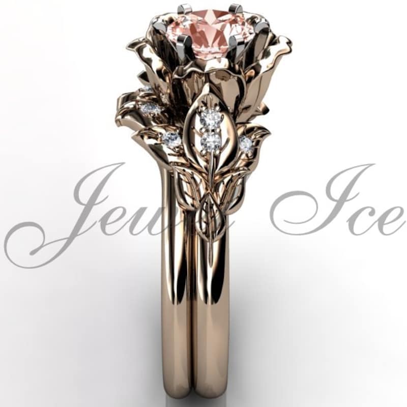 Flower Wedding Ring Set - Etsy