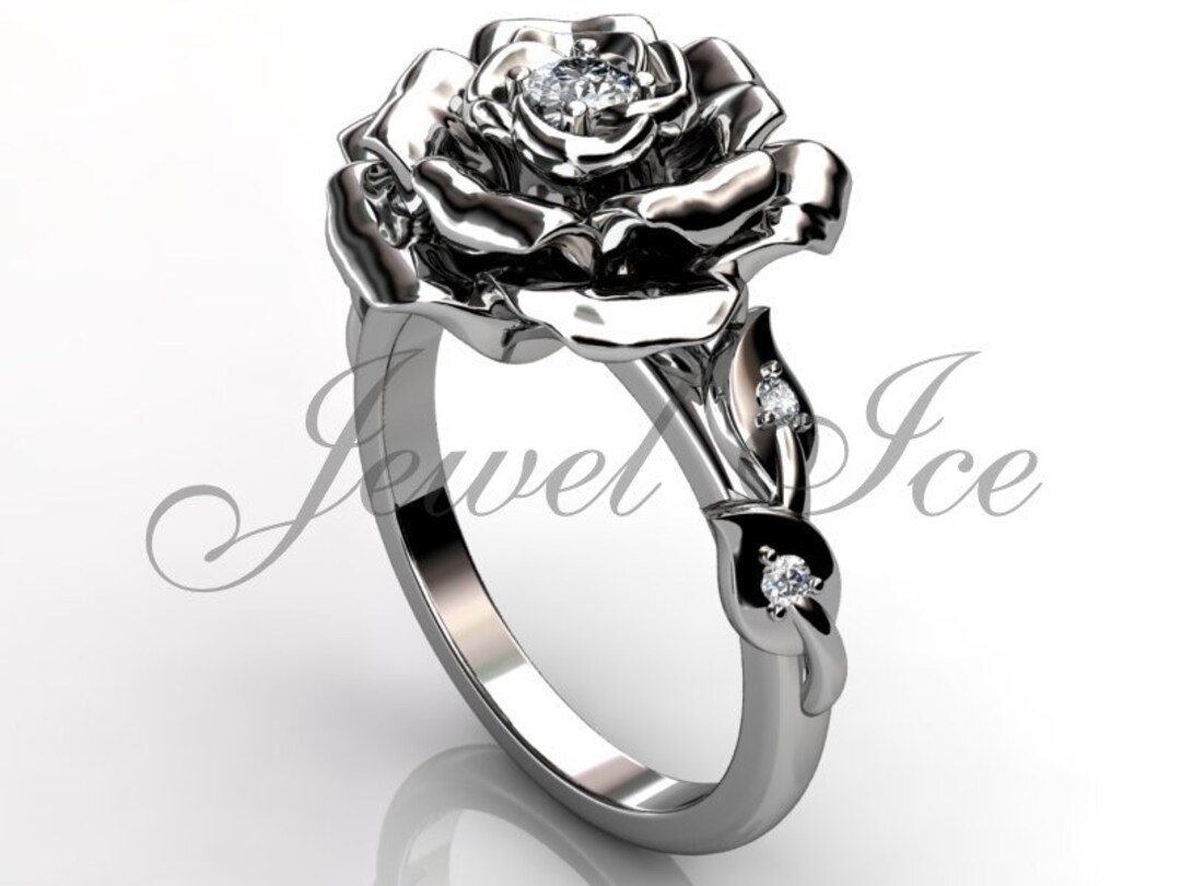 Enchanted Rose Engagement Ring - Platinum Diamond Unique Flower ...