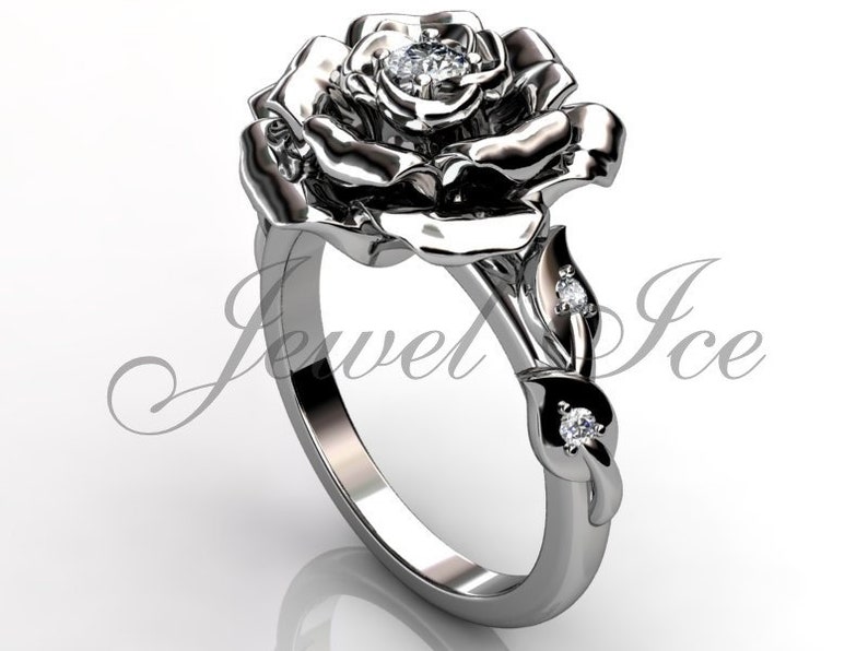 Enchanted Rose Engagement Ring Platinum Diamond Unique - Etsy