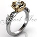 Enchanted Rose Flower Ring 14k White and Yellow Gold Beauty - Etsy