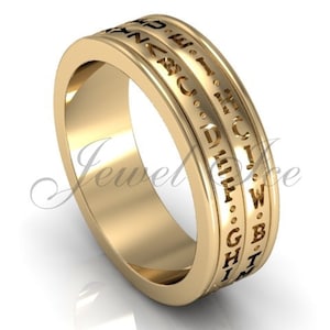 Decoder Ring - 14k Yellow Gold Two Row Spinner Da Vinci Cryptex Codex ...