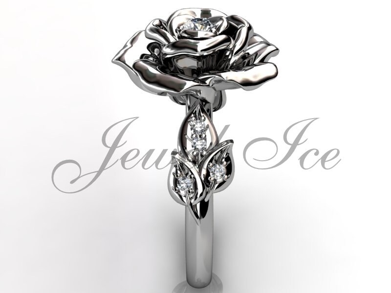 Enchanted Rose Engagement Ring - Platinum Diamond Unique Flower ...