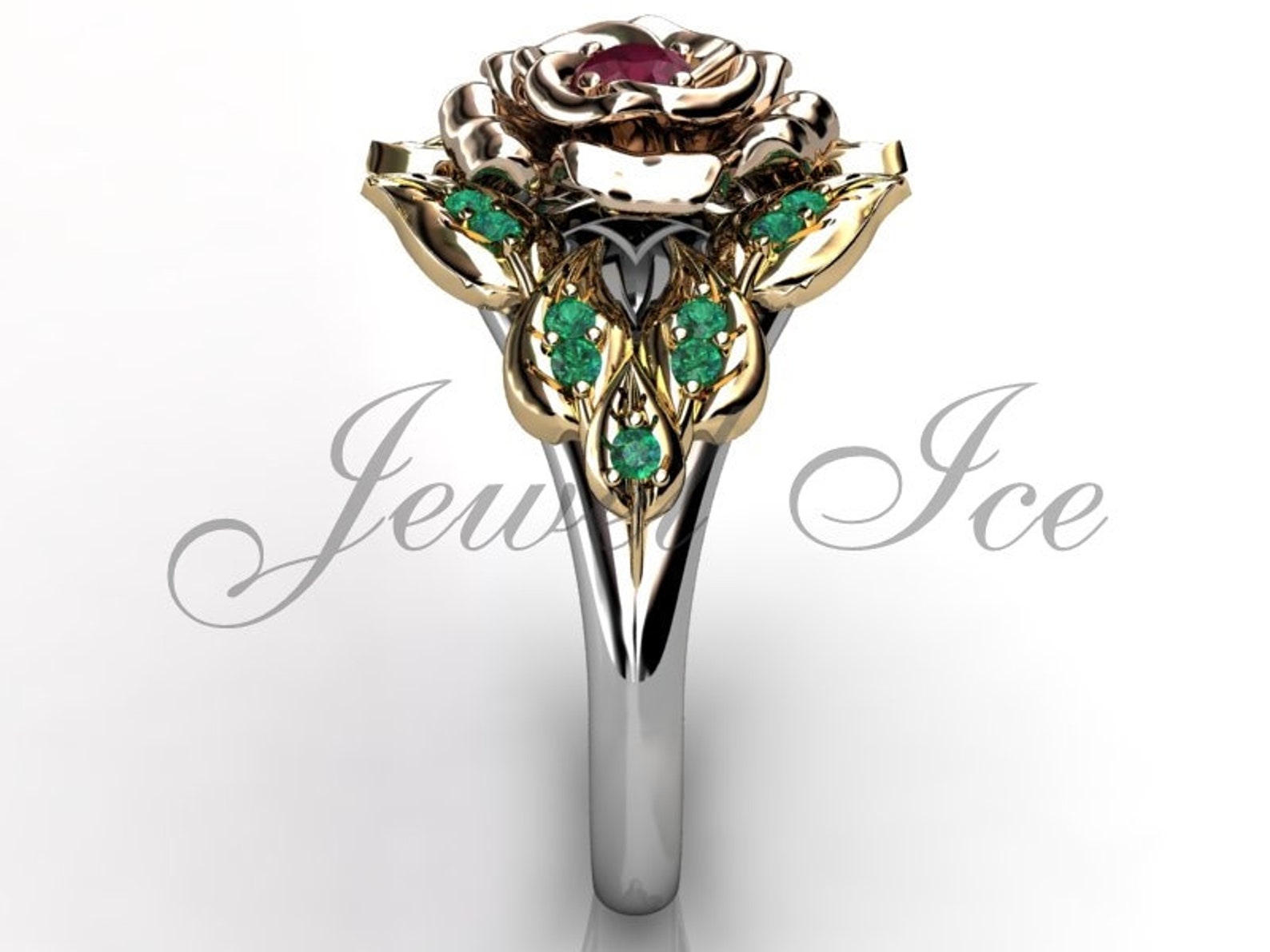 Ruby & Emerald Engagement Ring 14k White Yellow and Rose Gold | Etsy