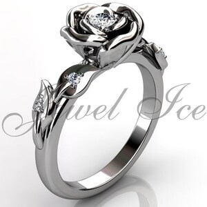 Enchanted Rose Flower Ring - Platinum Beauty and the Beast Rose Flower ...