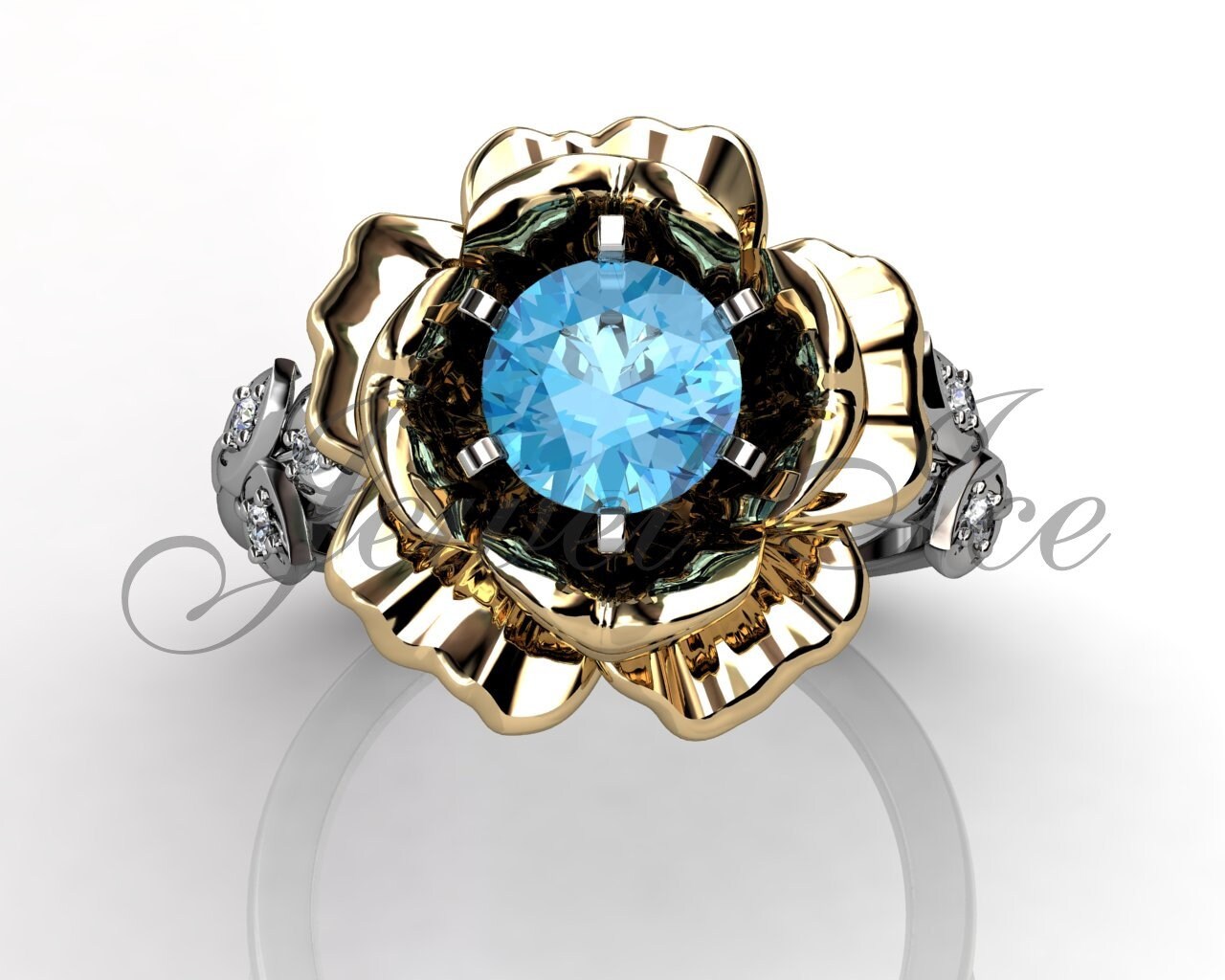 London Blue Topaz & Genuine Diamond Engagement Ring, 14k White and ...