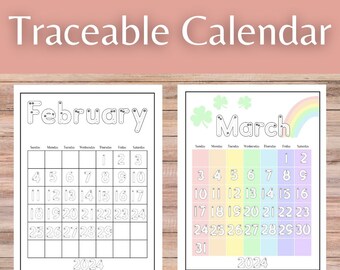 Traceable Calendars for Homeschool and Classroom Morning Menu Pages for ...