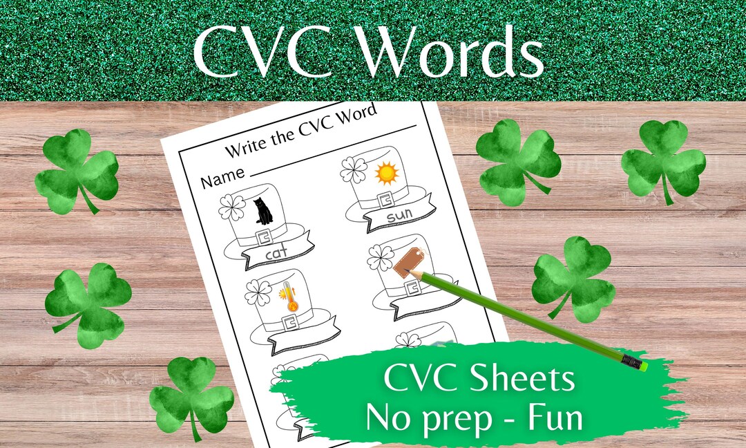 St. Patrick's Day CVC Words Worksheet: Leprechaun Hat Phonics (digital ...