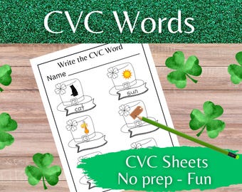 St. Patrick's Day CVC Words Worksheet: Leprechaun Hat Phonics (digital ...